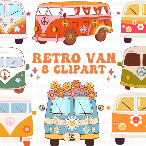 Hippie Van Clipart - Etsy