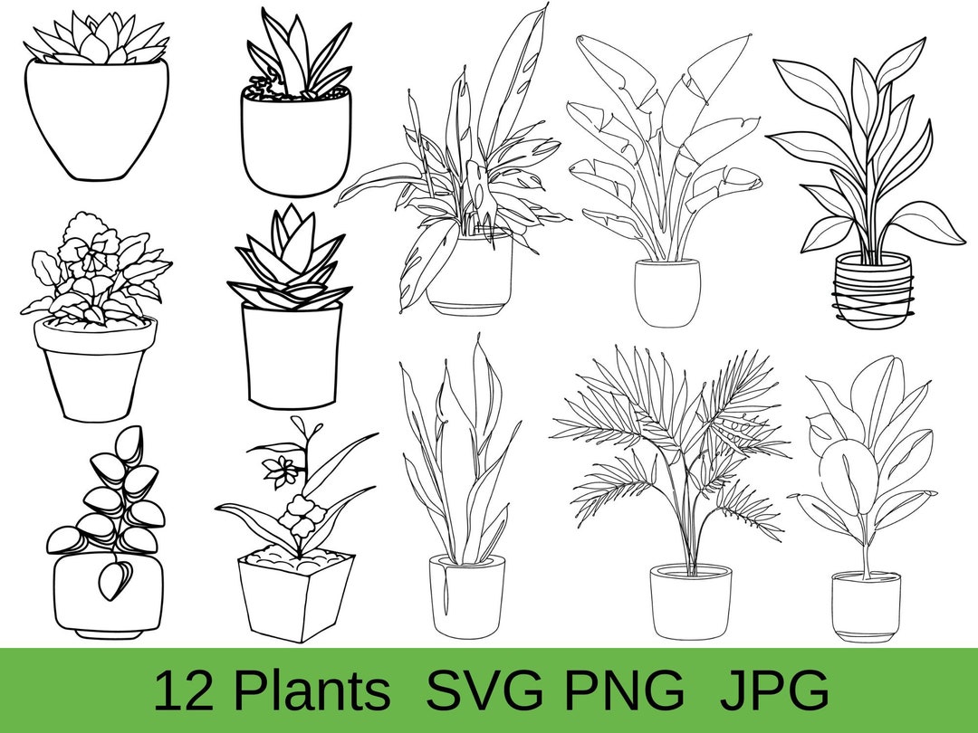 Plants Svg, Plants Bundle, Houseplant Svg, Hand Drawn Plants, Potted ...