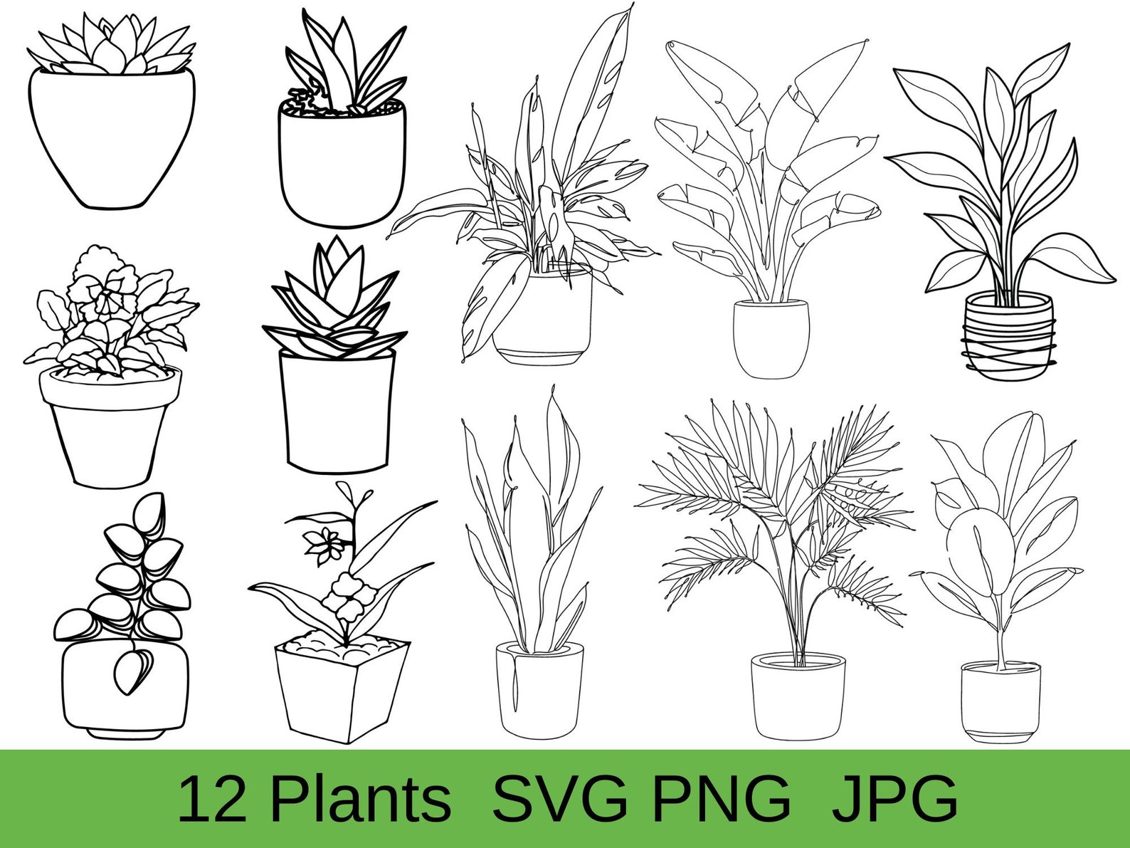 Plants Svg Plants Bundle Houseplant Svg Hand Drawn Plants - Etsy