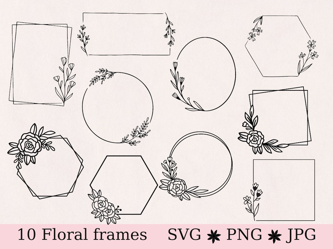 Floral Frame Svg, Floral Frame Bundle Svg, Square Frame Svg, Flower Svg ...