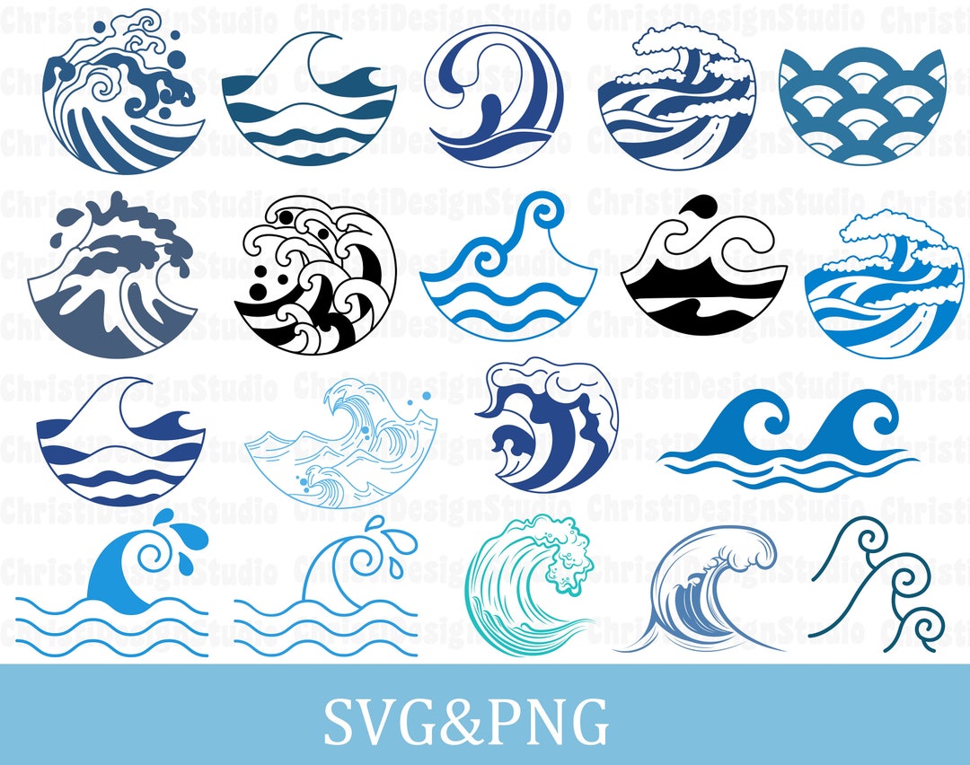 Wave Svg Bundle, Sea Waves Svg, Ocean Wave Svg, Beach Svg, Hawaii Wave ...