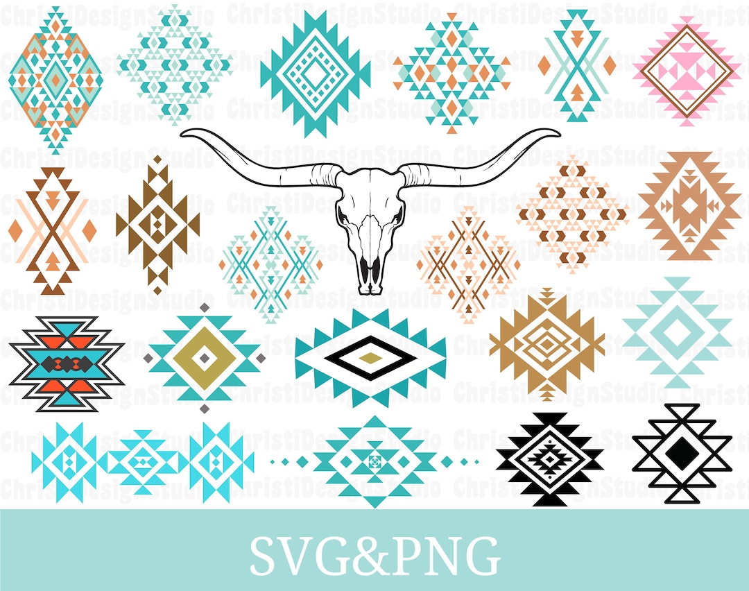 Aztec Svg Bundle, Aztec Bull Skull Svg, Cow Skull Svg, Aztec Pattern ...