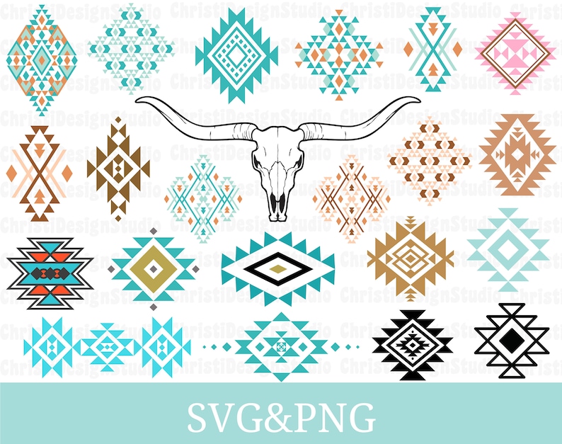 Aztec Svg Bundle, Aztec Bull Skull Svg, Cow Skull Svg, Aztec Pattern ...