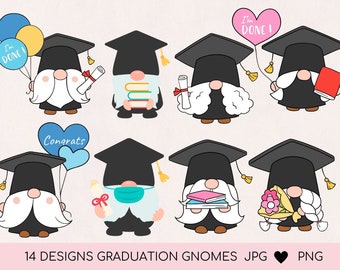 Graduation Gnome Clipart - Etsy