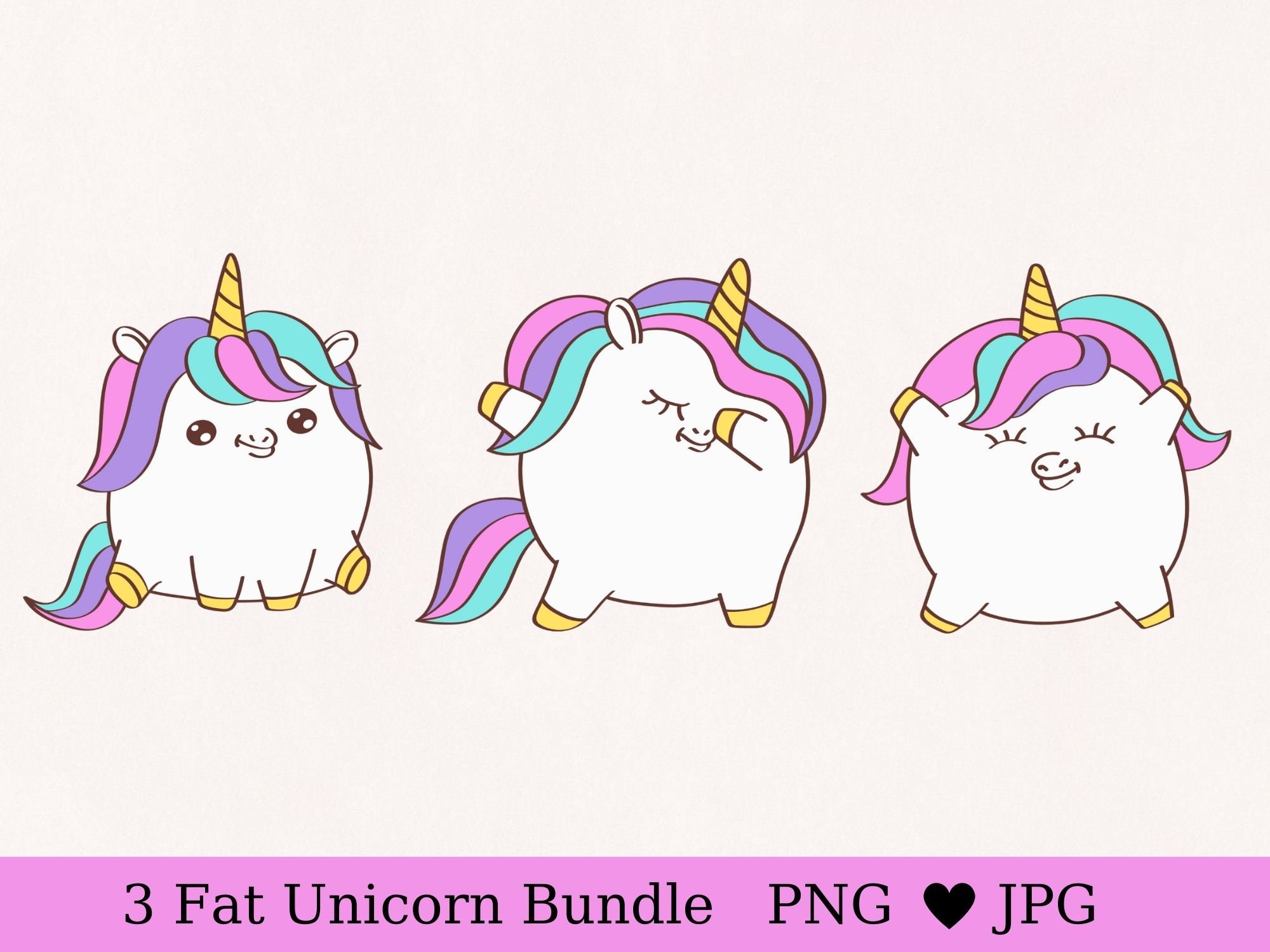 Fat Unicorn Png Unicorn Bundle Png Cute Unicorn Png Baby - Etsy