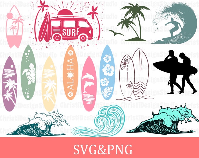 Surfboard Svg Bundle, Surf Clipart, Surf Svg, Surfing Svg, Summer Png ...