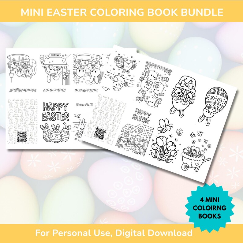 Mini Easter Coloring Book Printable Bundle for Kids Basket Fillers ...