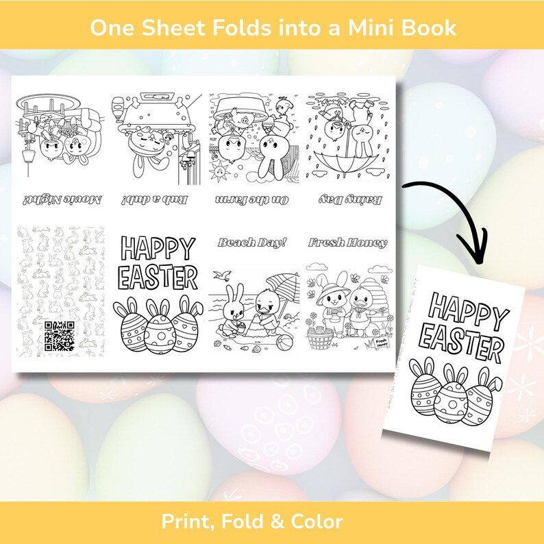 Mini Easter Coloring Book Printable Bundle for Kids Basket Fillers ...