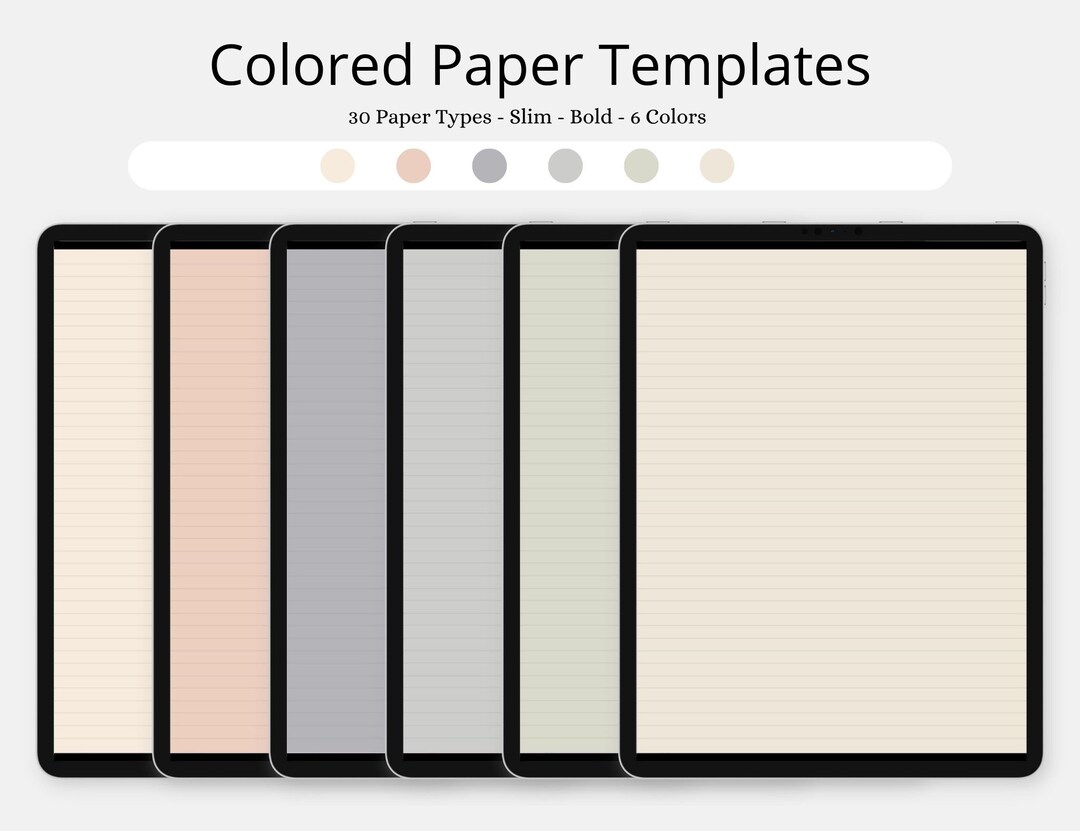 Color Paper Templates for Goodnotes and Notability, Minimalistic ...