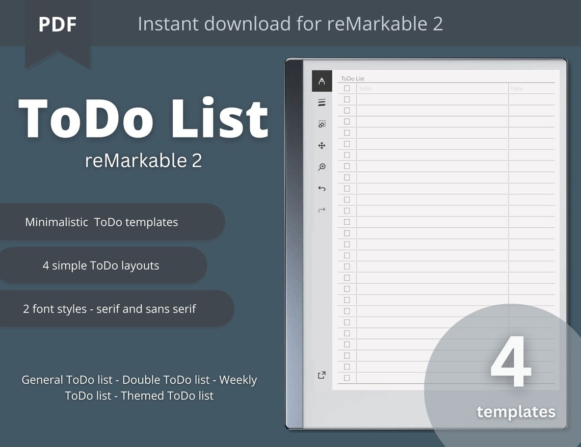 Remarkable 2 to Do List Templates, Minimalistic Daily to Do List Pdf - Etsy