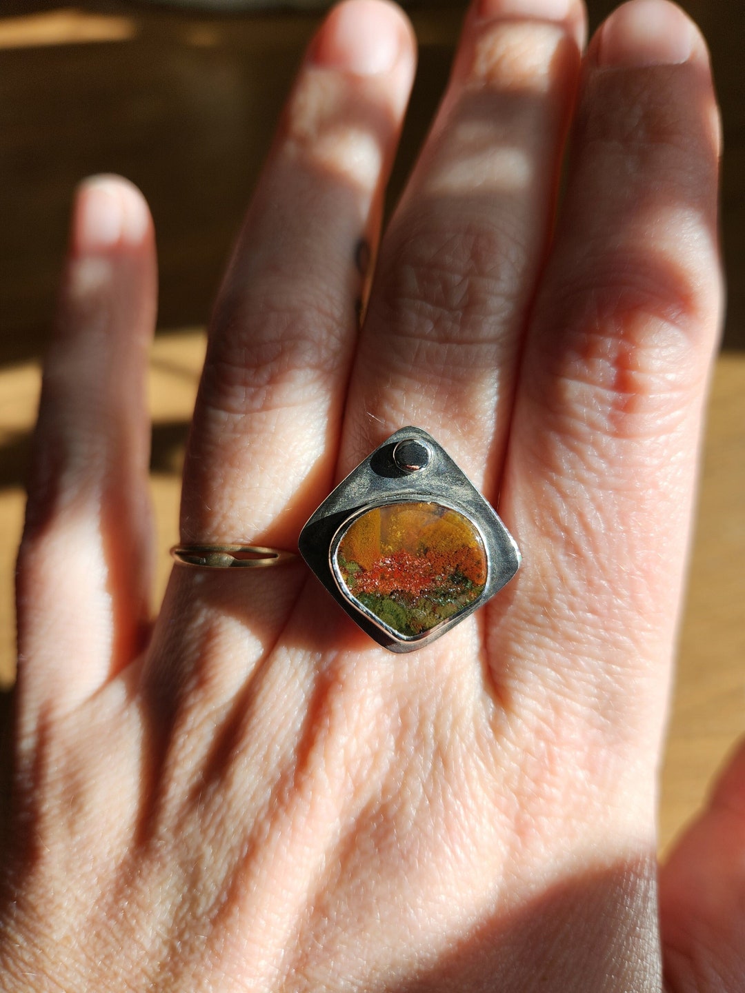 Ochoco Plume Jasper Art Deco Ring Size 8 1/2 Made With. 925 Sterling ...