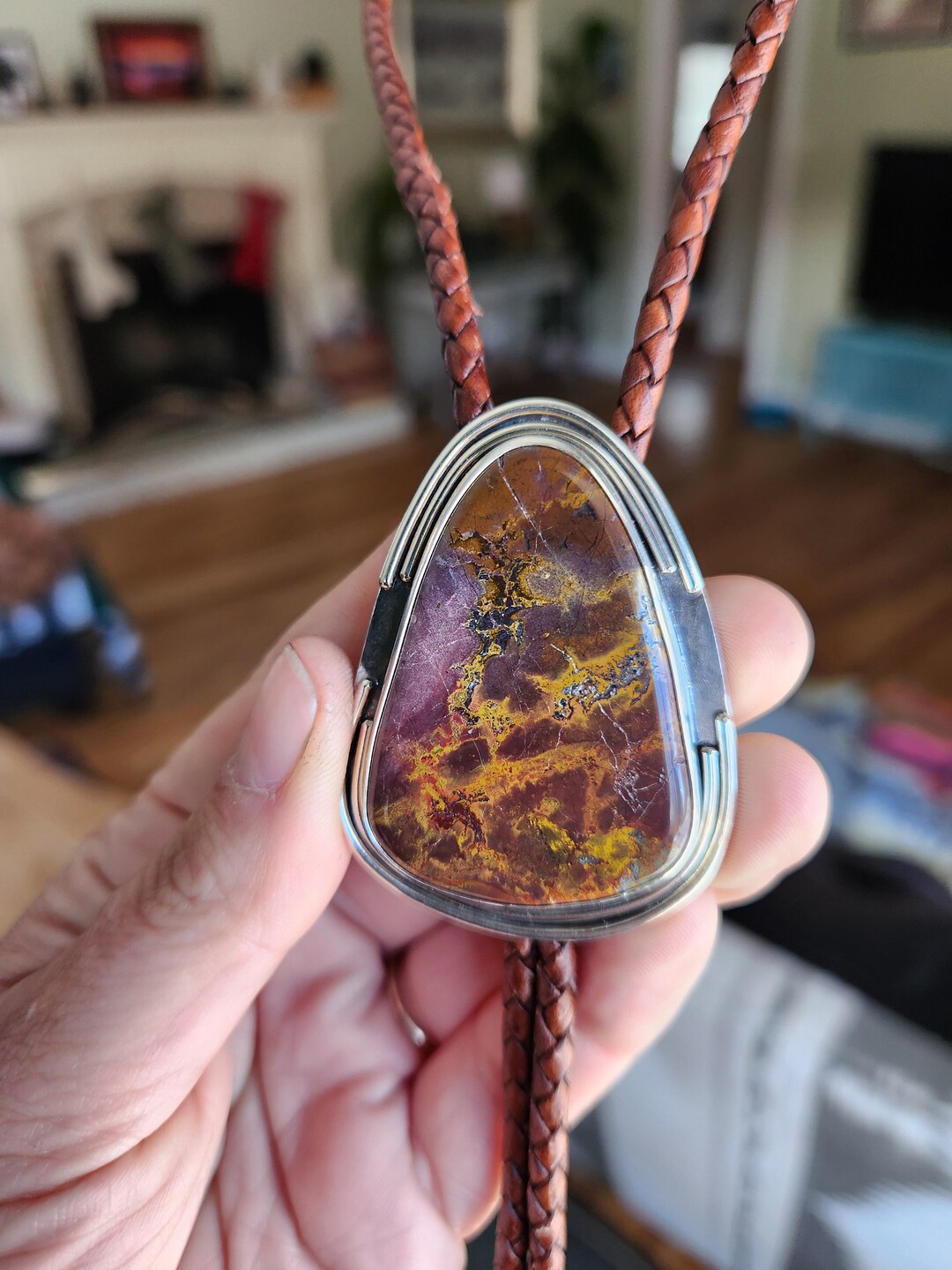 Multicolored Jasper With Manganese Veins Bolo Tie Made With .925 ...