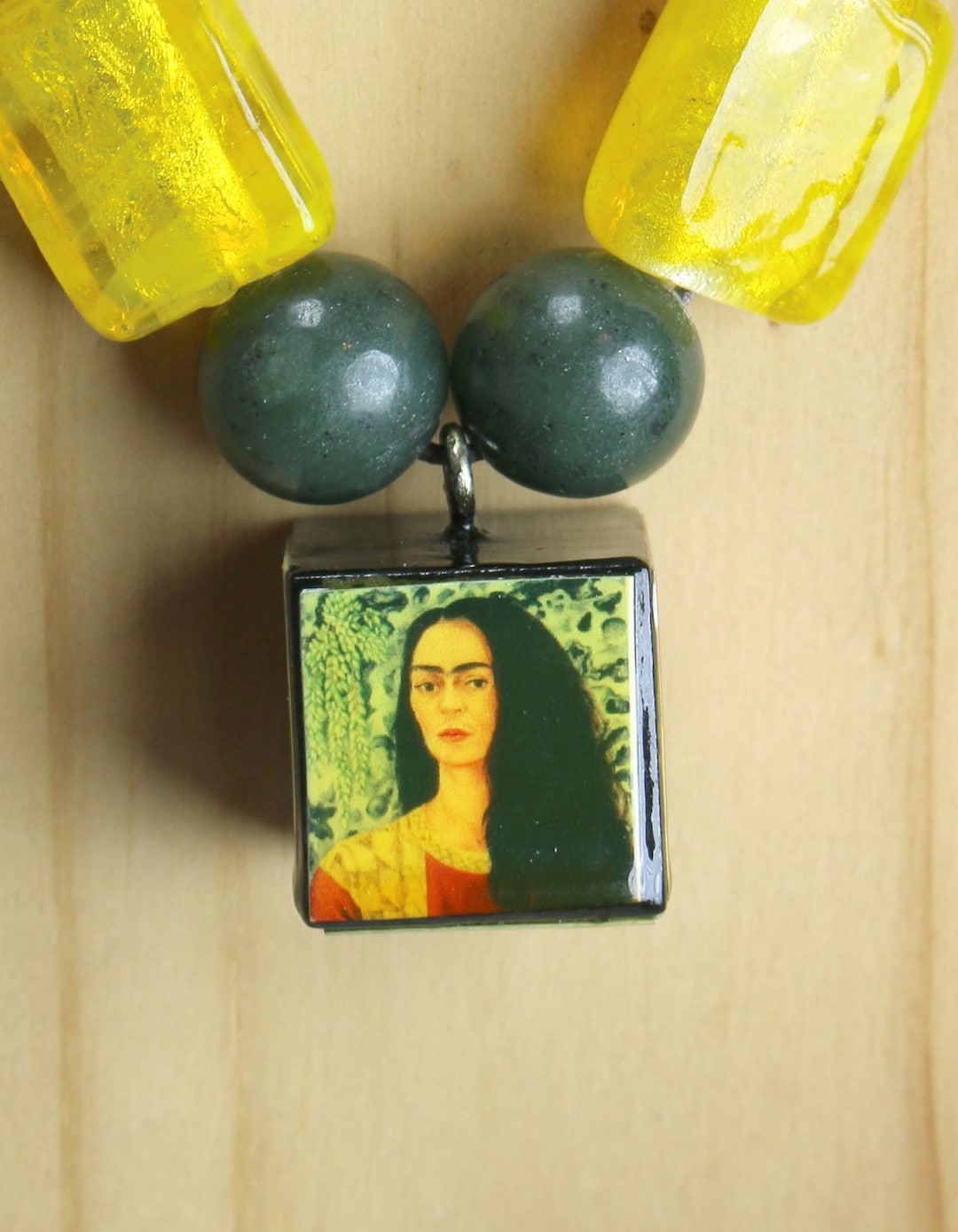 Frida Kahlo Necklace, 4-sided Cube Pendant Jewelry, Unibrow, Uni-brow ...