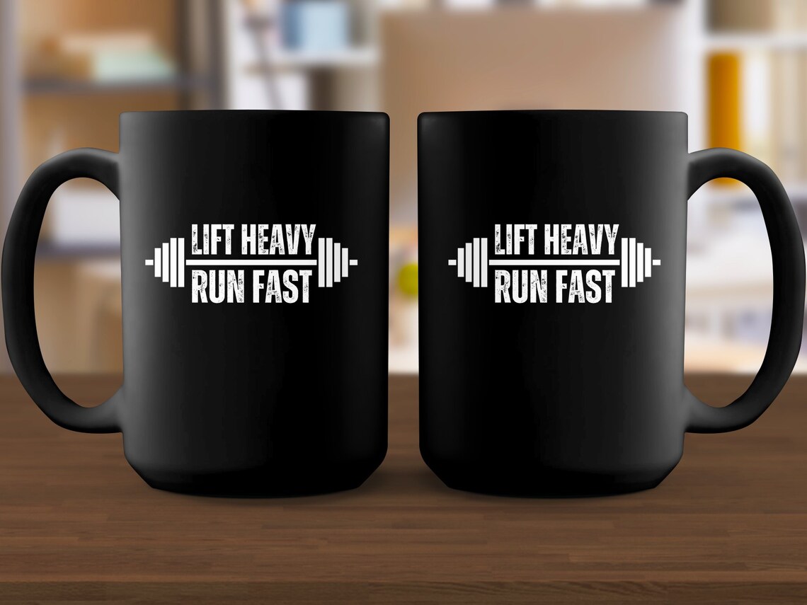 Vintage Gym Workout Design Mug, Weight Lifter Runner Graphic Coffee Cup ...