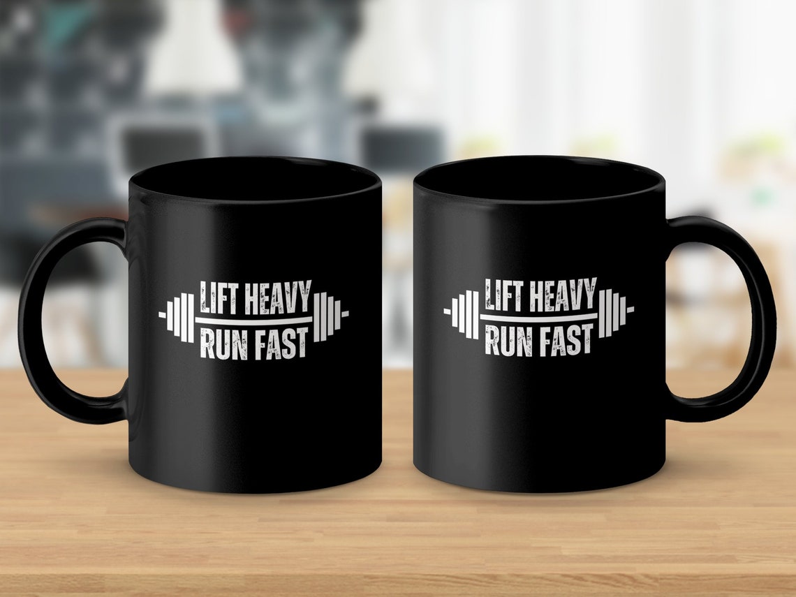 Vintage Gym Workout Design Mug, Weight Lifter Runner Graphic Coffee Cup ...