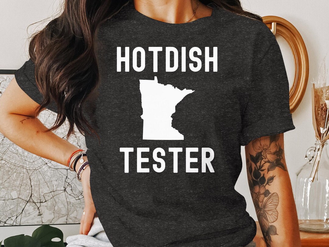 Hotdish Tester T-shirt, Minnesota State Shape Graphic Tee, Funny ...