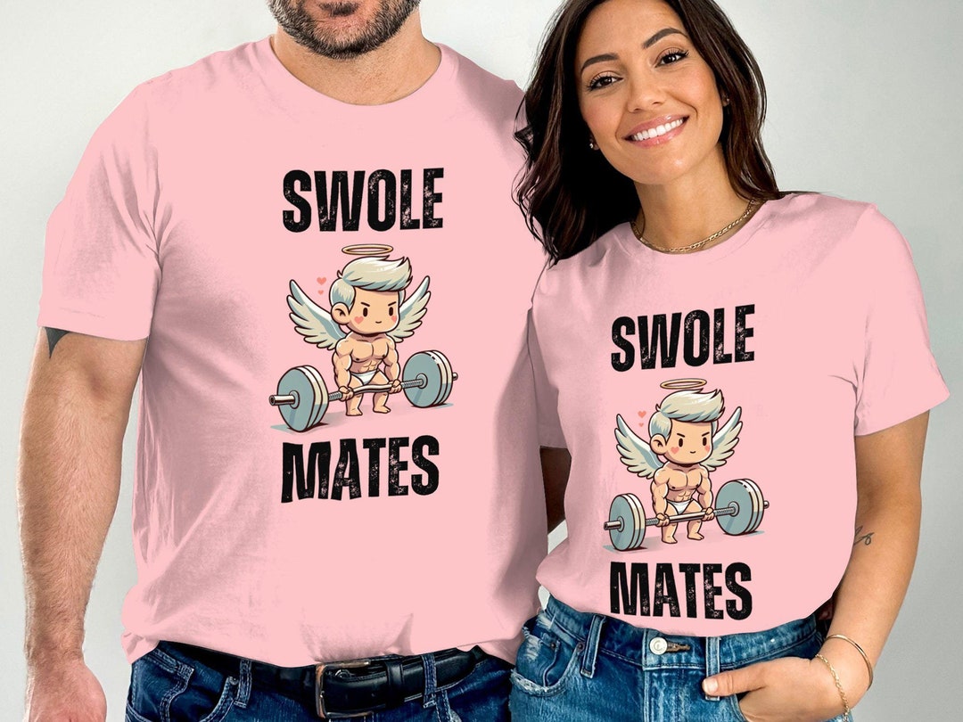 Swole Mates T-shirt Funny Gym Workout Shirt Cute Muscle Cartoon Design ...