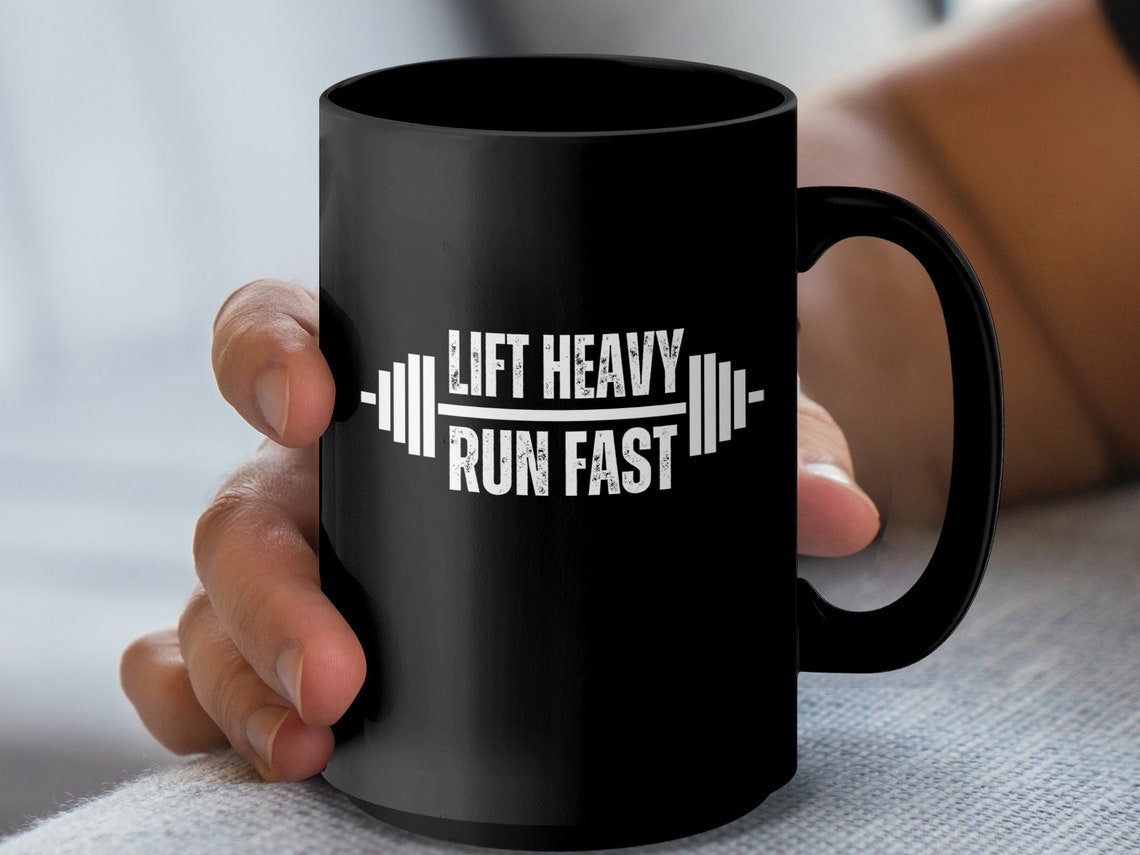 Vintage Gym Workout Design Mug, Weight Lifter Runner Graphic Coffee Cup ...
