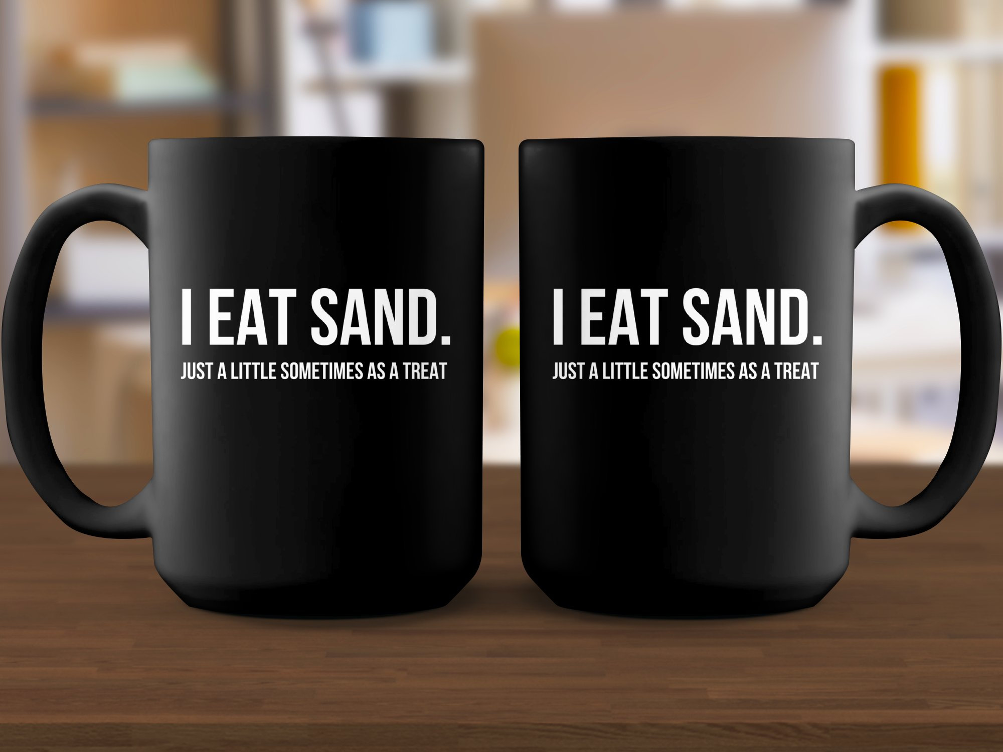 Funny 'I Eat Sand' Meme Mug, Comical Desert Snack Graphic Cup, Unique ...