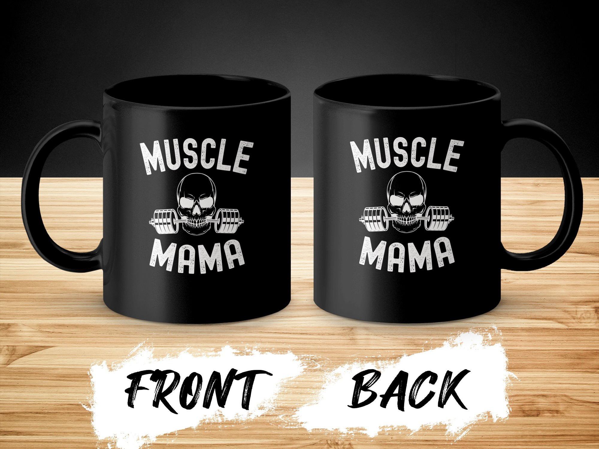 Muscle Mama Gym Mug, Weightlifter Mom Skeleton Barbell Design, Fitness ...