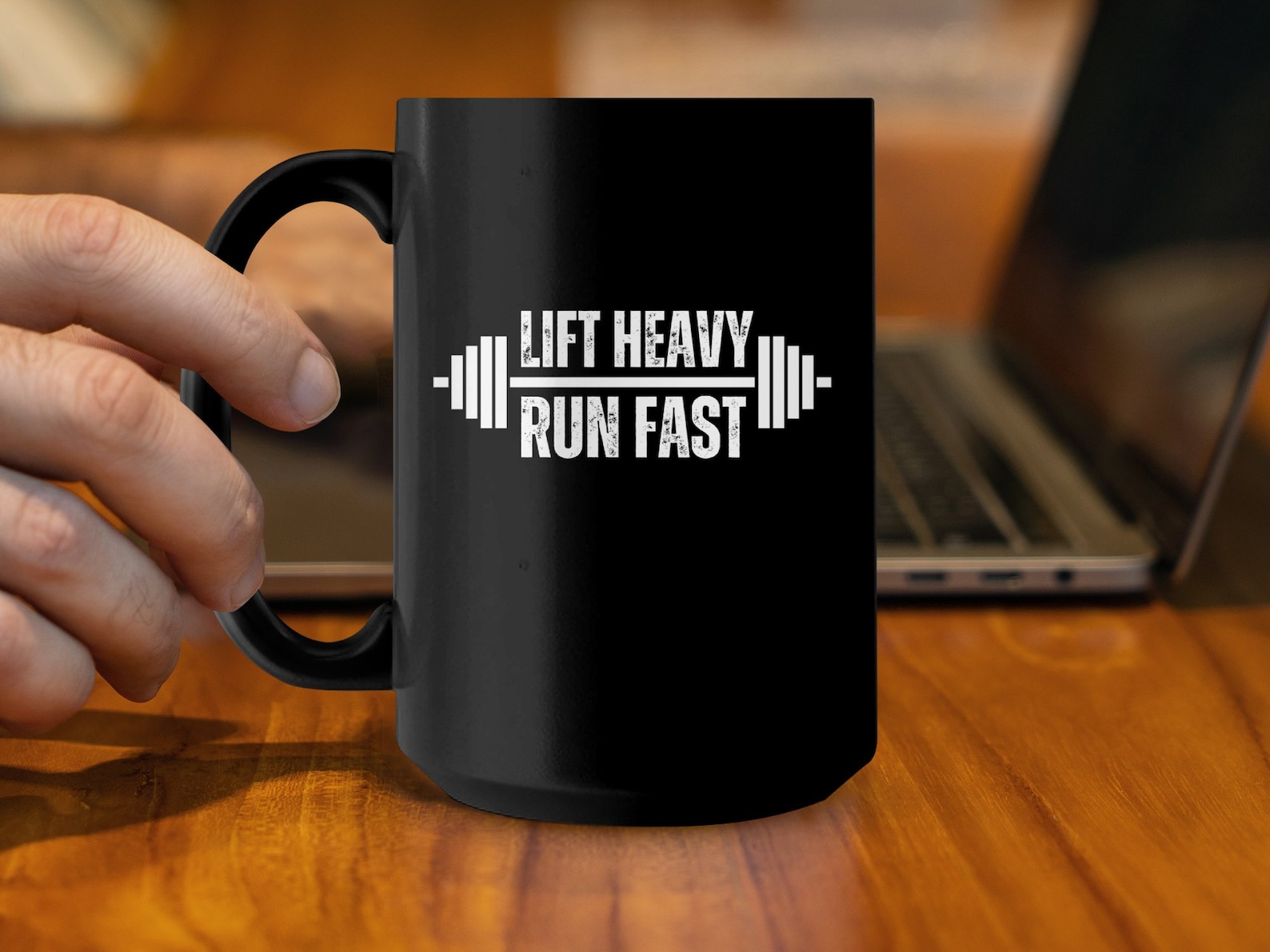 Vintage Gym Workout Design Mug, Weight Lifter Runner Graphic Coffee Cup ...