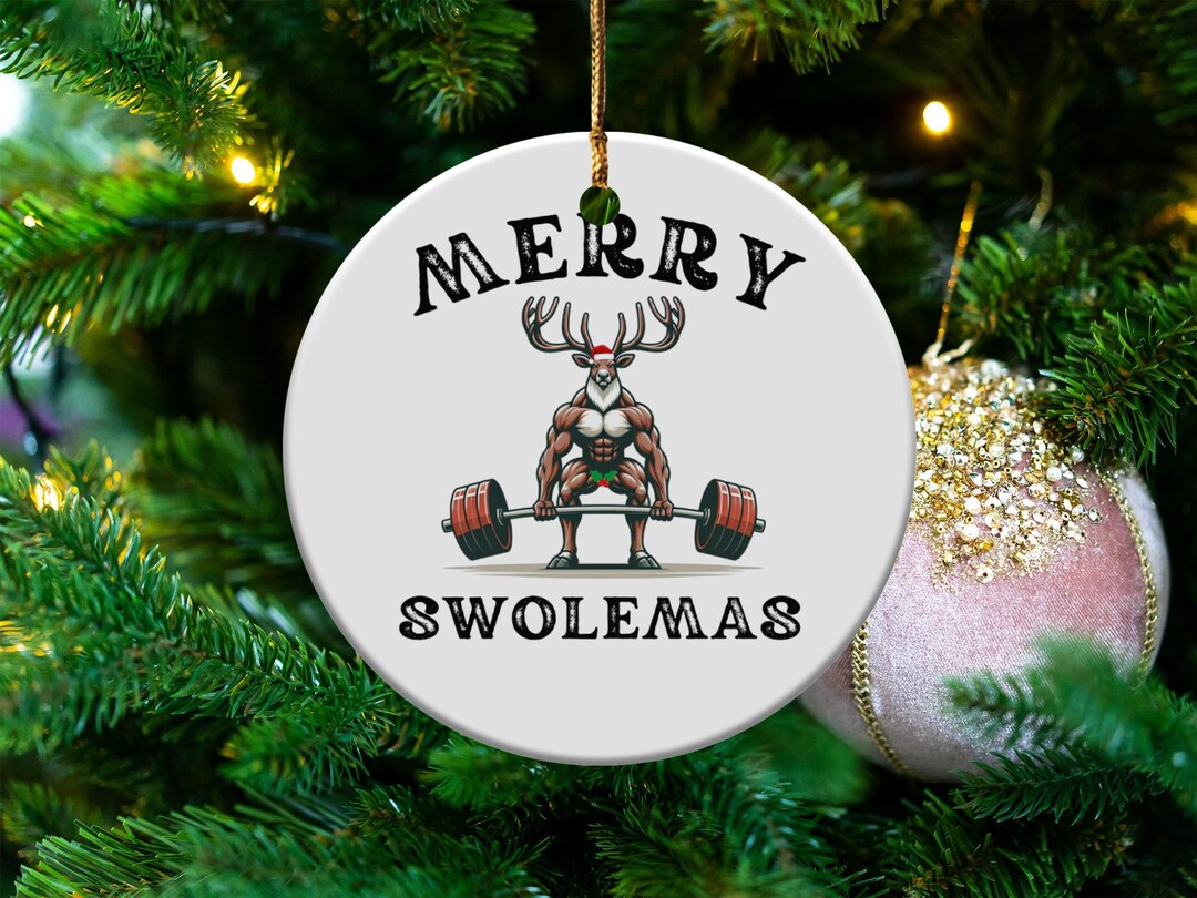 Merry Swolemas Ornament, Funny Christmas Ornament, Gym Reindeer Gift ...