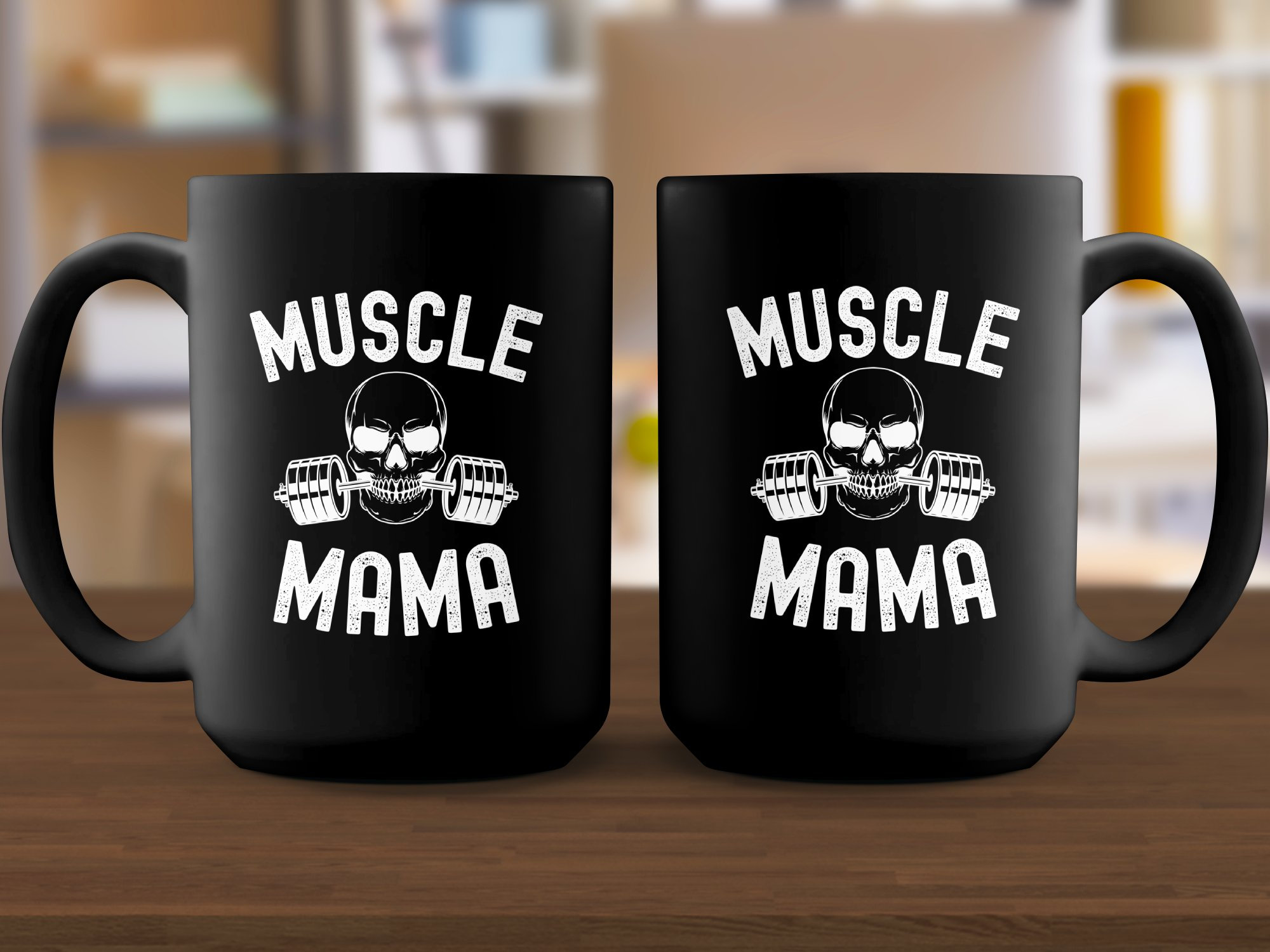 Muscle Mama Gym Mug, Weightlifter Mom Skeleton Barbell Design, Fitness ...