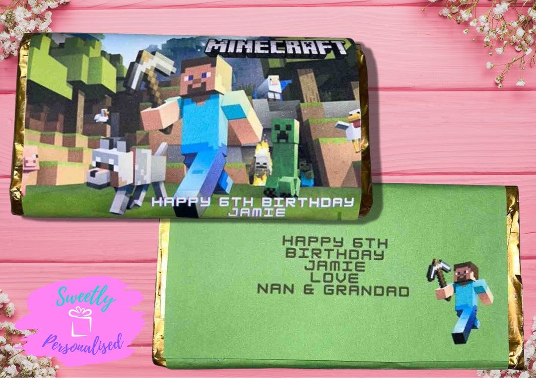 Personalised Minecraft Chocolate Bar Wrapper Birthday Christmas Easter ...