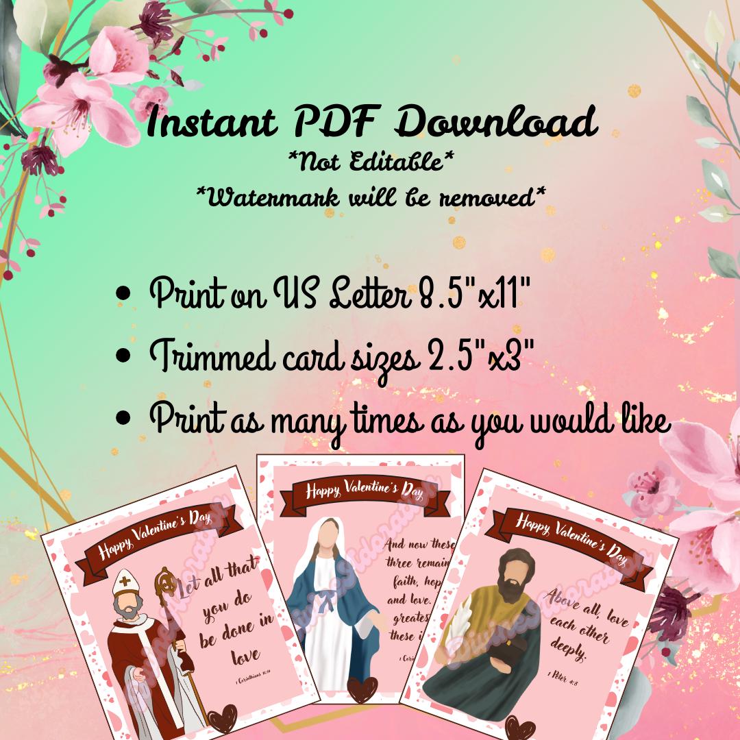 Printable - Valentine Cards - Saints - Catholic - Valentine - Christian ...