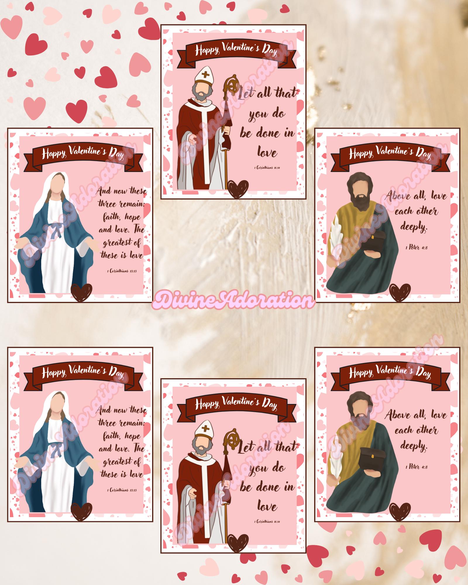 Printable - Valentine Cards - Saints - Catholic - Valentine - Christian ...