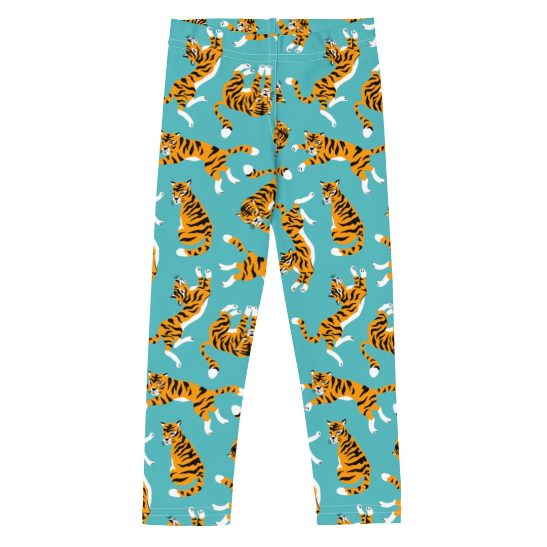 Teal Tiger Print Kid's and Toddler Leggings - Etsy