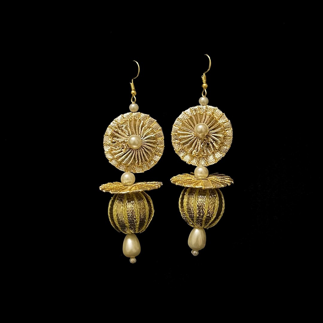 Copper Gota Phool Ball Earrings Haldi Jewelry Mehndi/mayun Jewelry ...