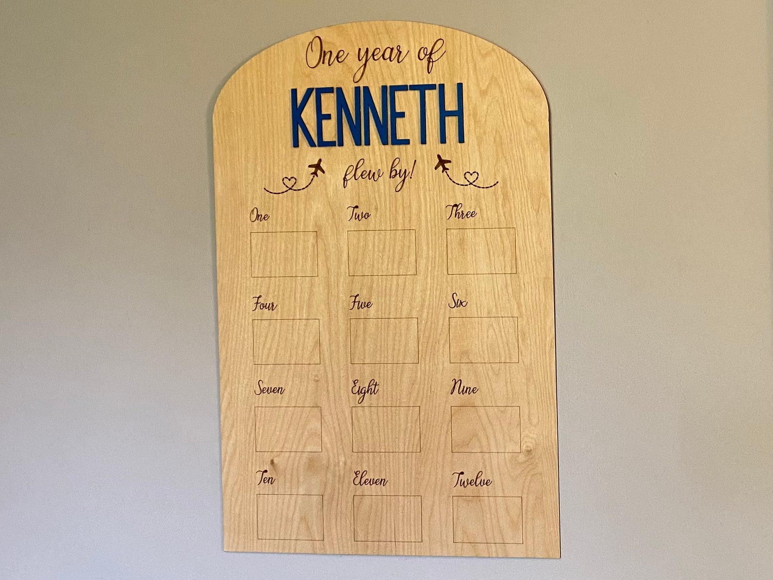 First Year Photo Board Baby Milestone Display – Personalized Wooden 12 ...