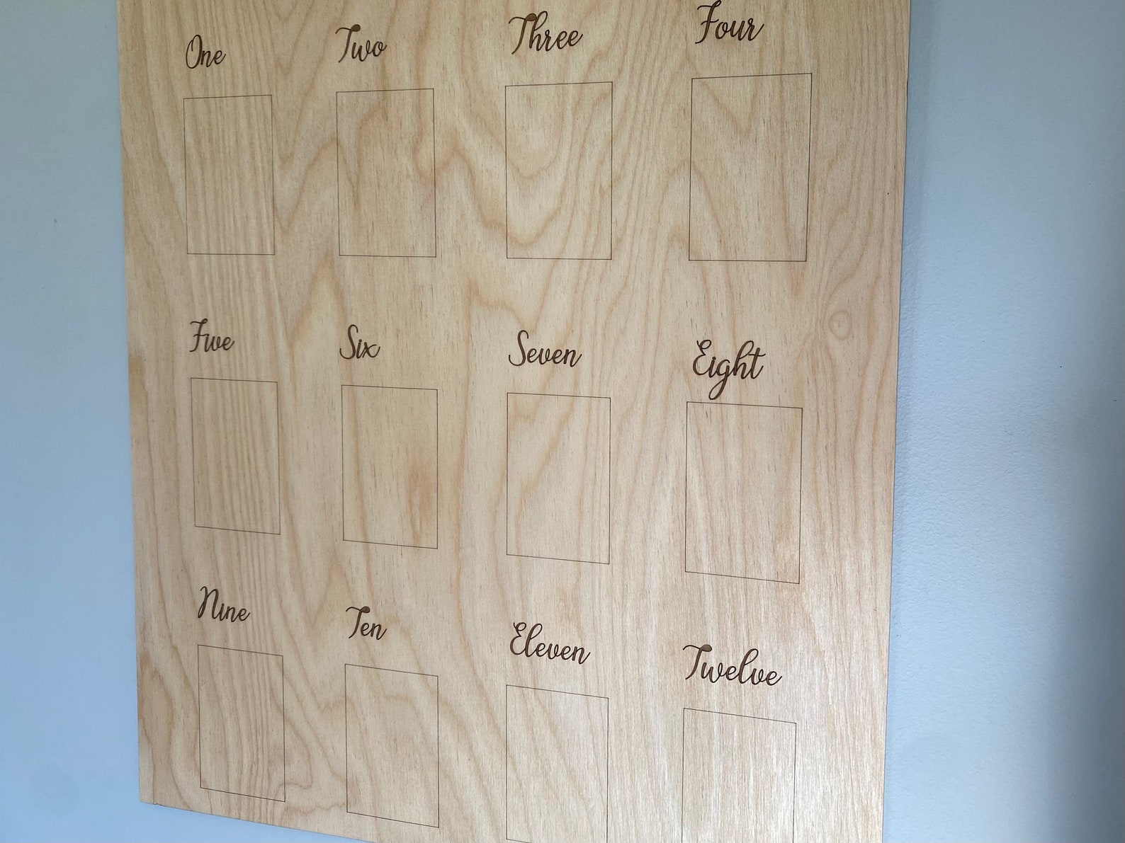 First Year Photo Board Baby Milestone Display – Personalized Wooden 12 ...