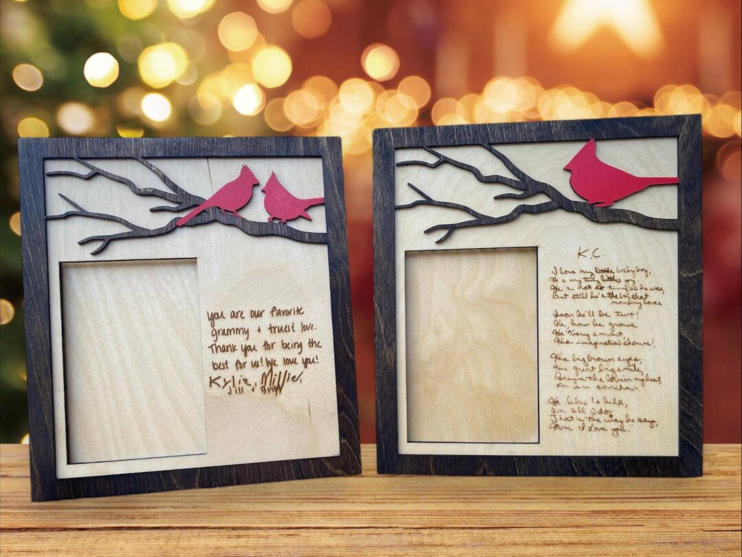 Personalized Cardinal Memorial Photo Frame Custom Handwriting Engraved ...