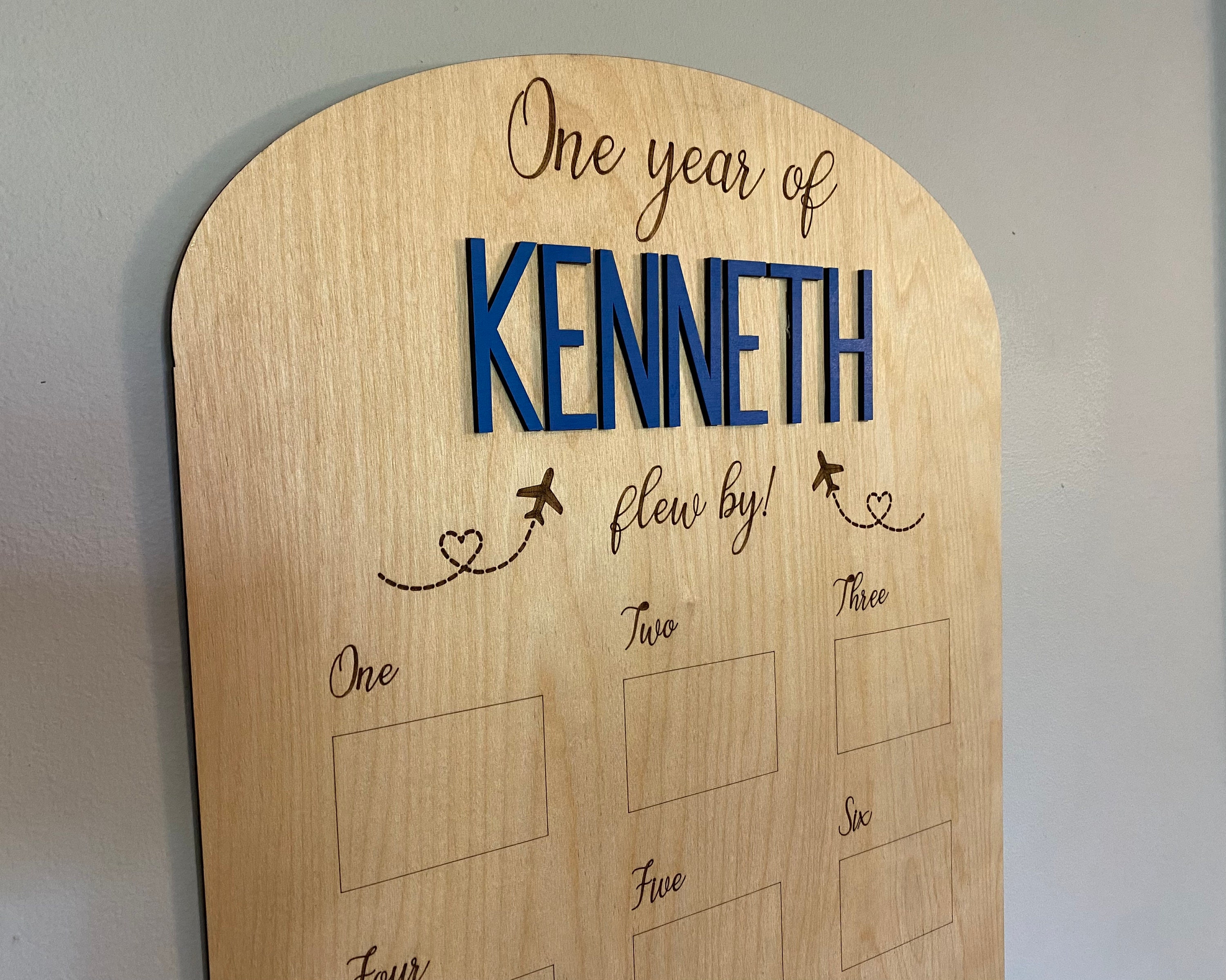 First Year Photo Board Baby Milestone Display – Personalized Wooden 12 ...