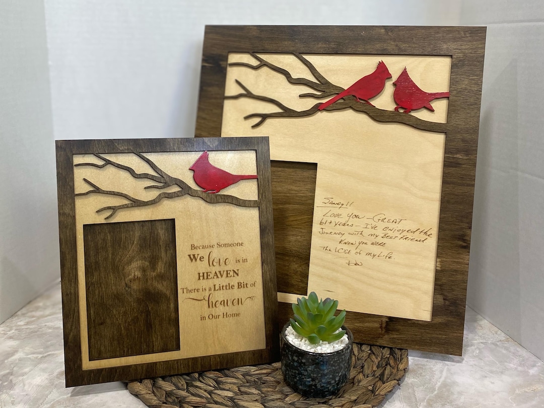 Personalized Cardinal Memorial Photo Frame - Custom Handwriting ...
