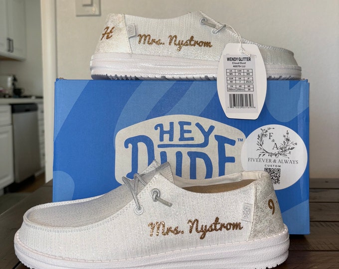 Womens / Wedding Custom Iridescent Glitter White Dude Shoes - Perfect a ...