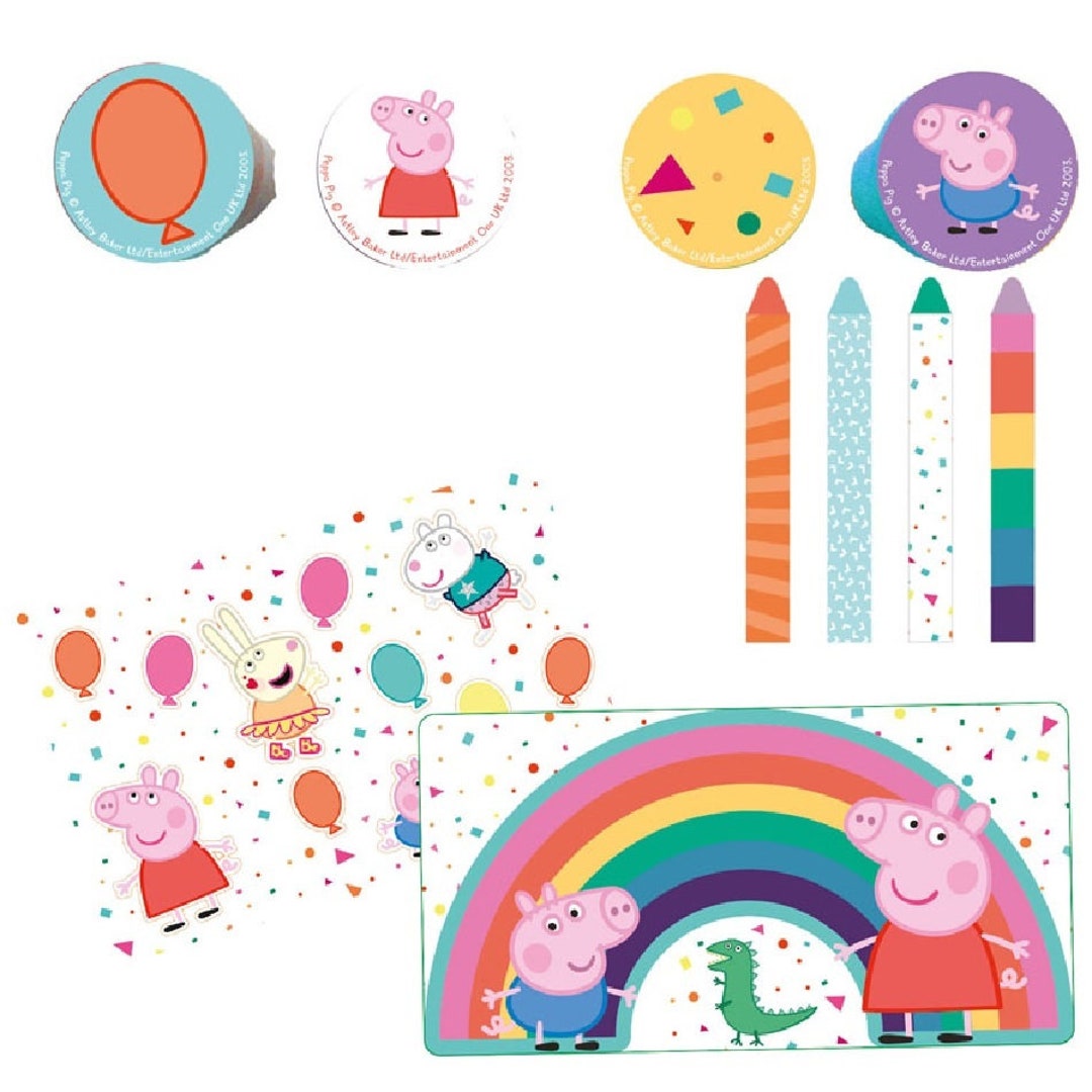 Peppa Pig Writing Set Plastic / Paper / Pens, 16 Pieces, Wax Crayons ...