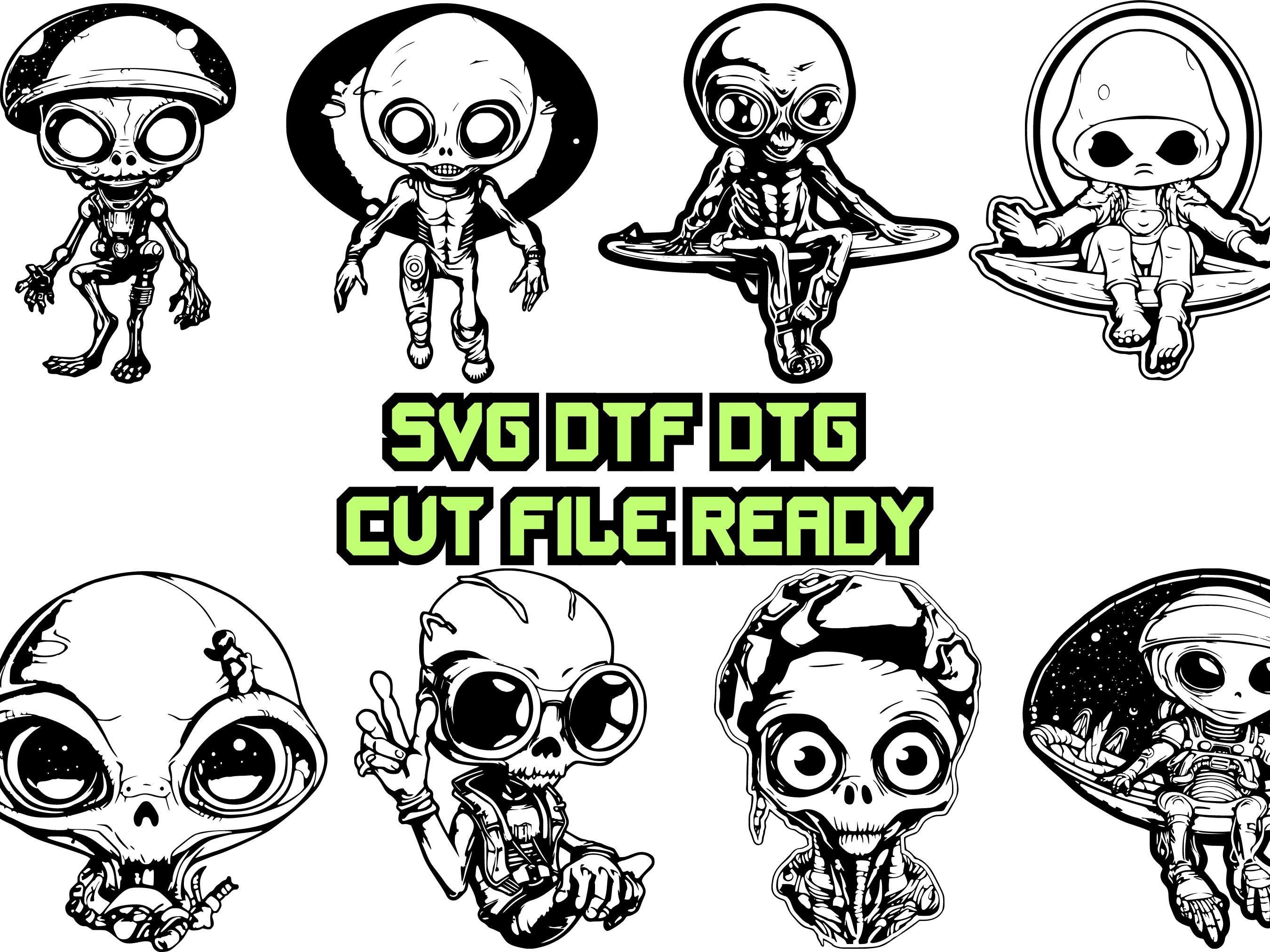 UFO Alien SVG Bundle, Psychedelic Aliens, 23 Cut Files, Sublimation ...