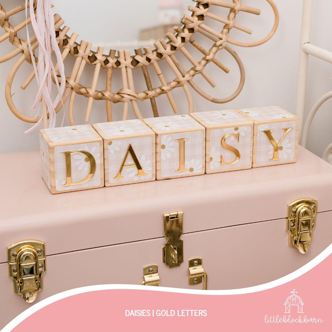 Personalized Name Blocks | DAISIES | Wooden Blocks | New Baby Girl ...
