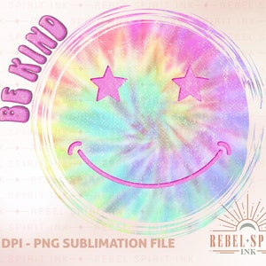 Be Kind , Smiley Face PNG, Happy Face PNG, Hippie Sublimation, Retro ...
