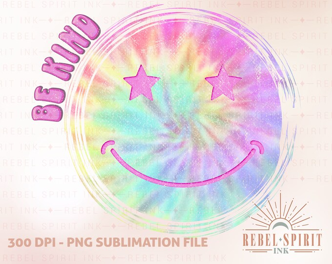 Be Kind , Smiley Face PNG, Happy Face PNG, Hippie Sublimation, Retro ...