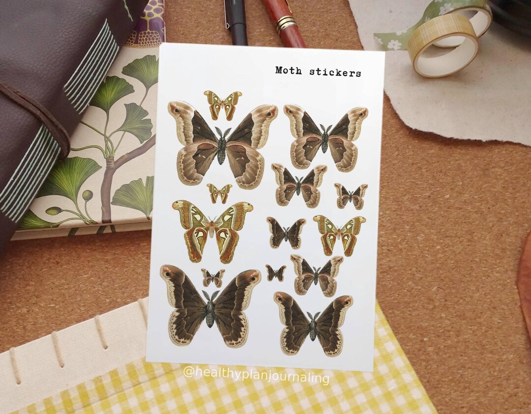 9 Different Moths to Print as Sticker, Downloadable Moth Stickers ...
