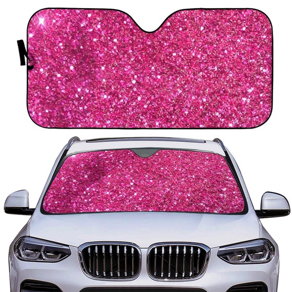 Windshield Sunshade Cute Pink Car Shade Vehicle Sunblocker Pink Car Decor and Car Accessories Faux Glitter Pink Sun Shade Sun Visor Barbie Etsy UK