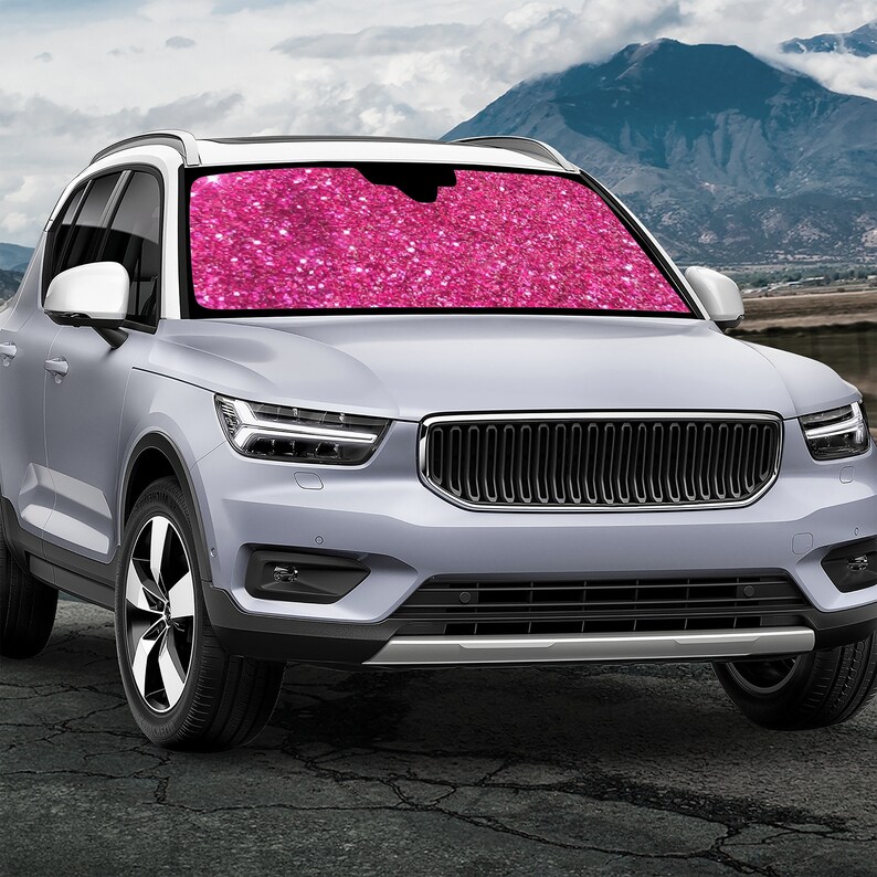 Windshield Sunshade Cute Pink Car Shade Vehicle Sunblocker Pink Car ...