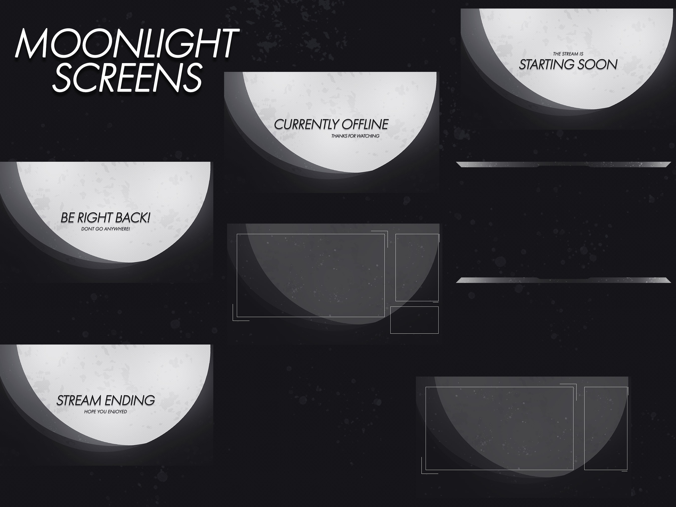 Moonlight Theme Stream Overlay Pack | Black and White Stream Overlay ...