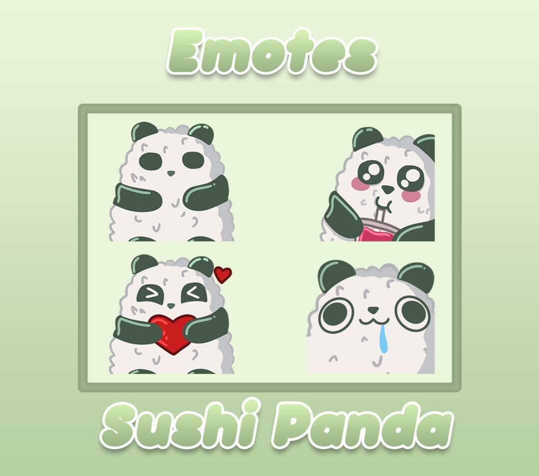 SUSHI PANDA EMOTES (4) | Twitch | Discord | Youtube | Streaming | Cute ...
