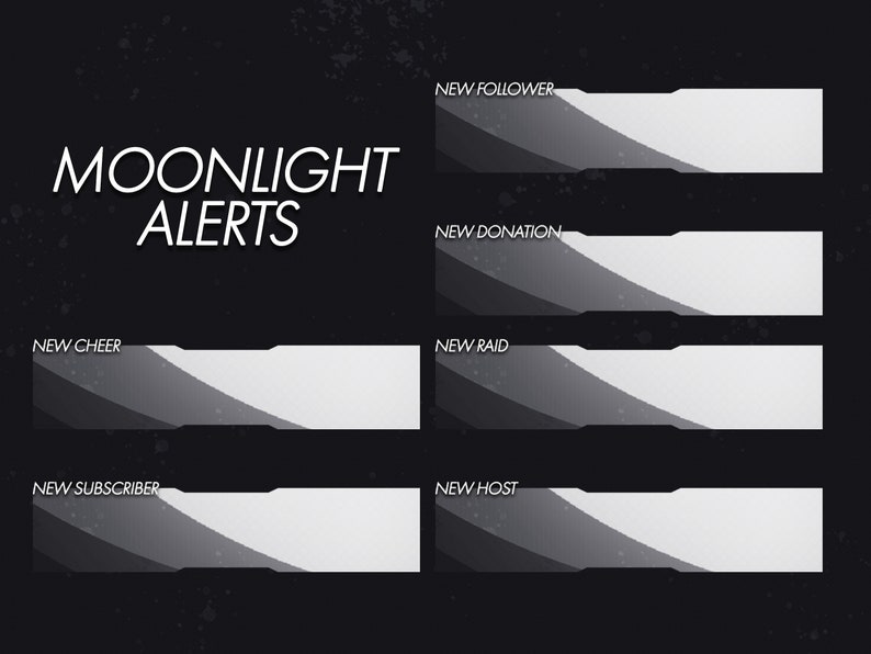 Moonlight Theme Stream Overlay Pack | Black and White Stream Overlay ...