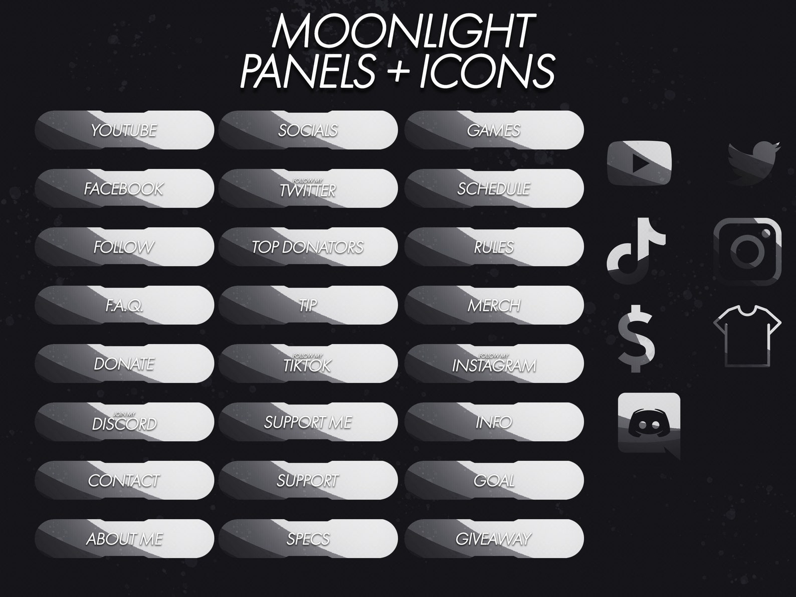 Moonlight Theme Stream Overlay Pack | Black and White Stream Overlay ...